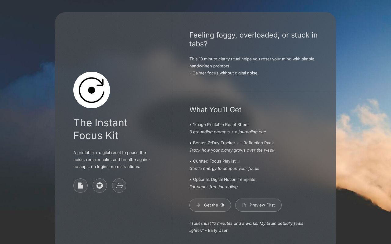 Instant Focus Kit | SoloReset